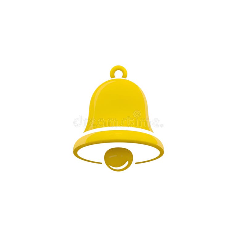 Yellow Notification Bell Icon with Shadow on a Simple Isolated ...