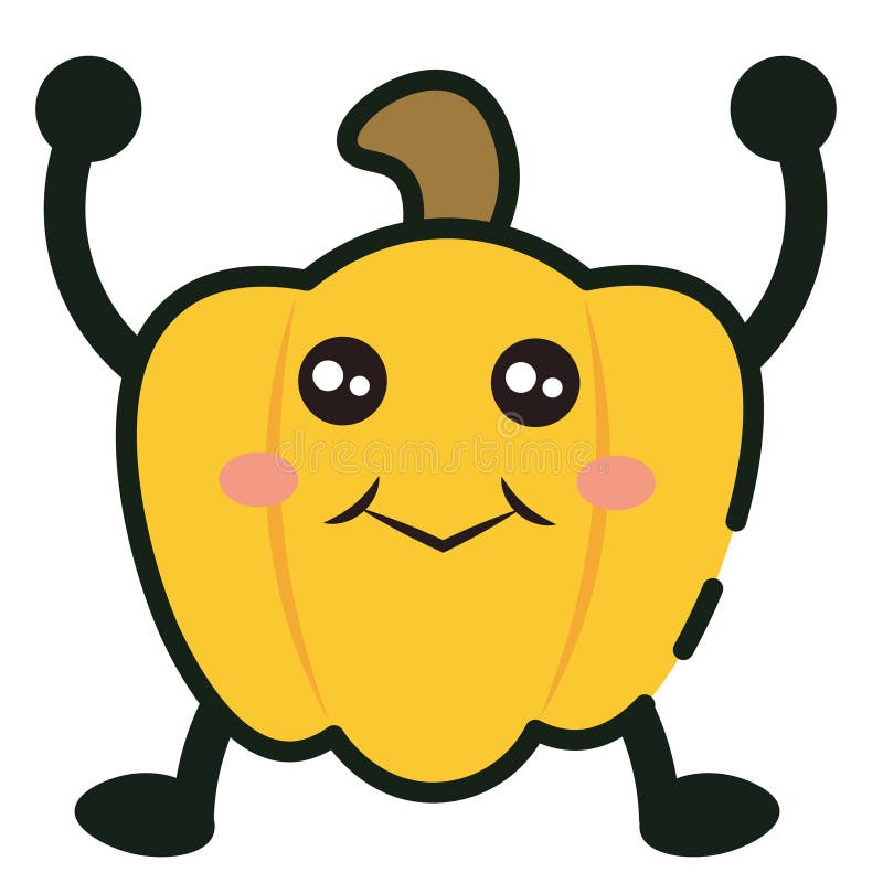 Yellow Bell Pepper Cute. Vector Stock Vector - Illustration of ...