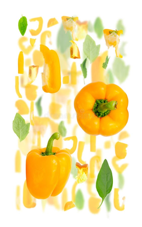 Yellow Bell Pepper Slice and Leaf Abstract Stock Photo - Image of ...