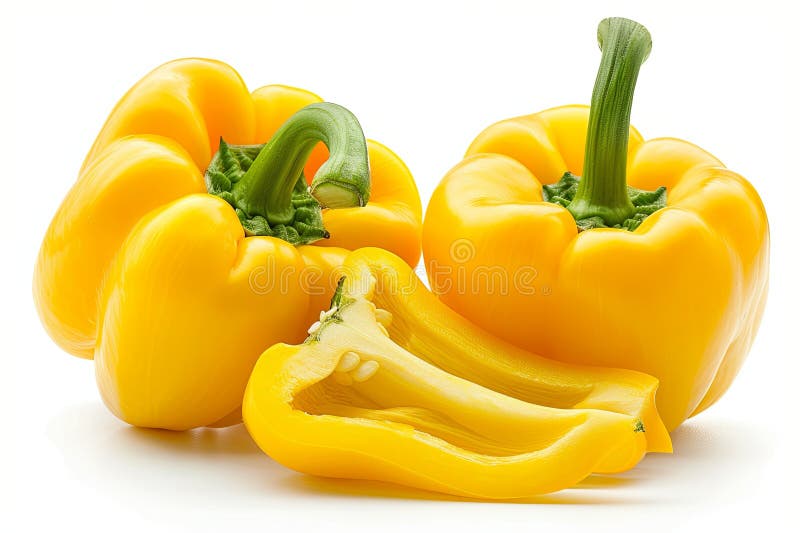 Yellow Bell Pepper on White Isolated Cuting Stock Photo - Image of ...
