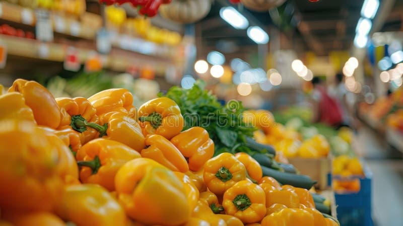 The Yellow Bell Peppers Display.AI Generated Image Stock Photo - Image ...