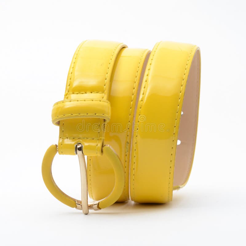 Yellow Belt Isolated on White Stock Photo - Image of close, buckle ...