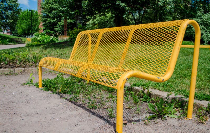 Yellow bench stock photo. Image of tree, color, street - 51505342