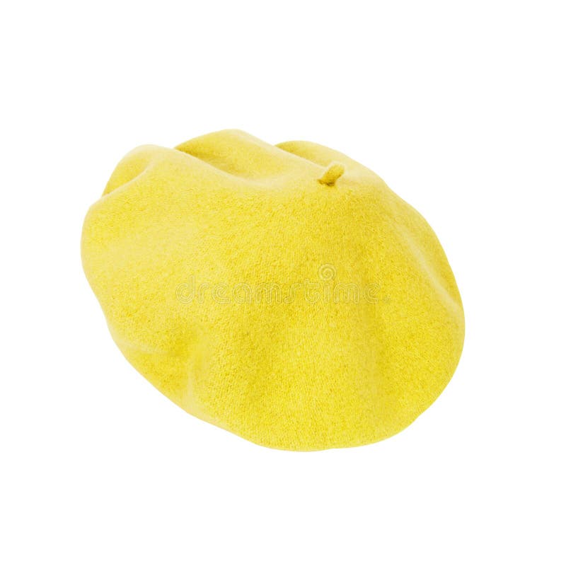 Yellow Beret Isolated on White Background Stock Photo - Image of ...