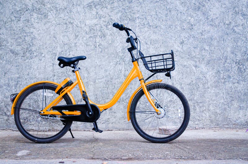 1 yellow bicycle stock image. Image of bicycle, space - 148549211