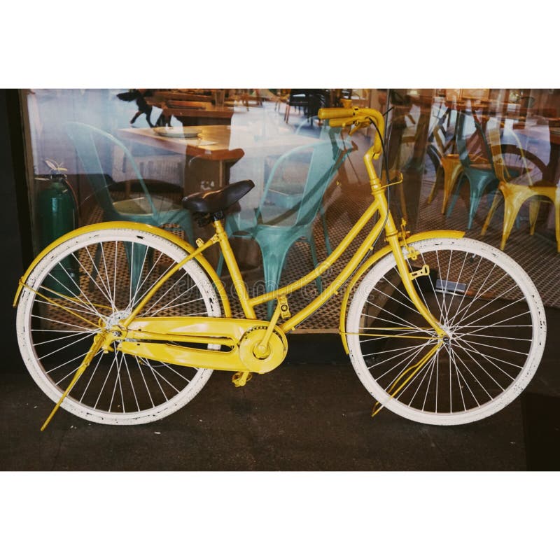 Yellow Bicycle stock image. Image of stand, tires, still - 96183455