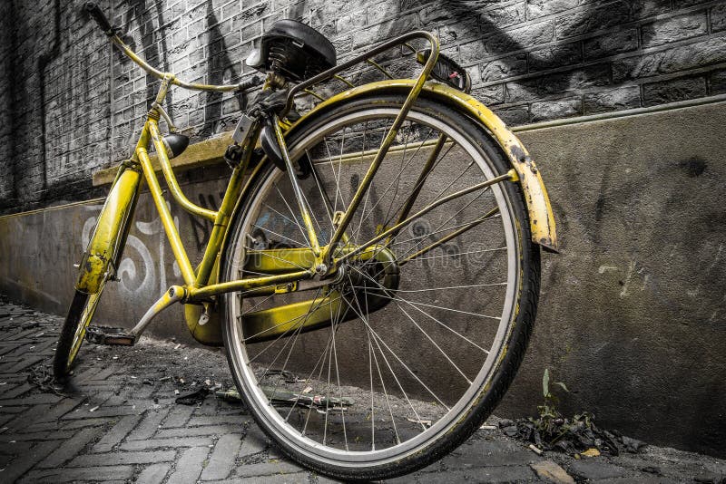 Yellow bicycle stock photo. Image of gear, transport - 70624076