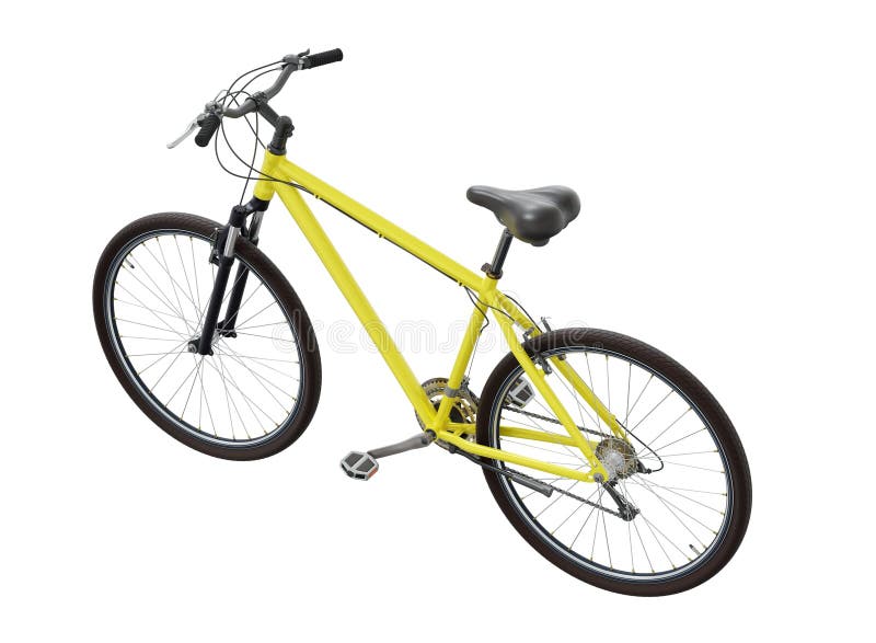 Yellow Bicycle, Side Top View Isolated on White Background, 3D ...