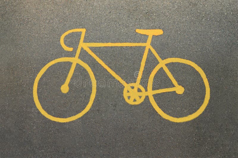 Yellow bicycle sign stock photo. Image of bicycle, ground - 30372170