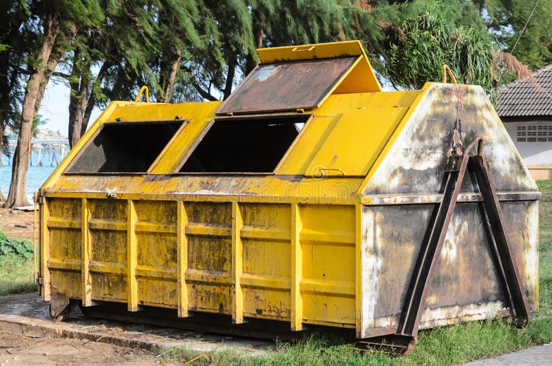 Yellow Big Garbage Containers Stock Image - Image of environment ...