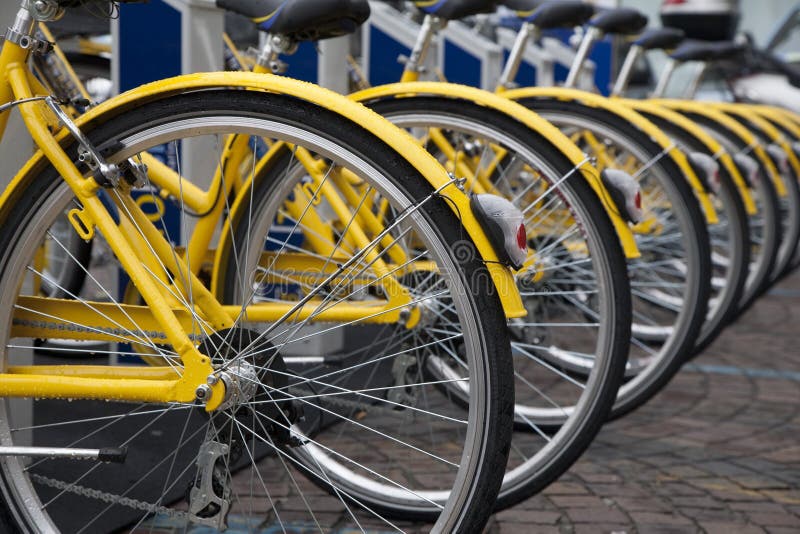Yellow Bikes for Hire stock photo. Image of tourism, transport - 15173764