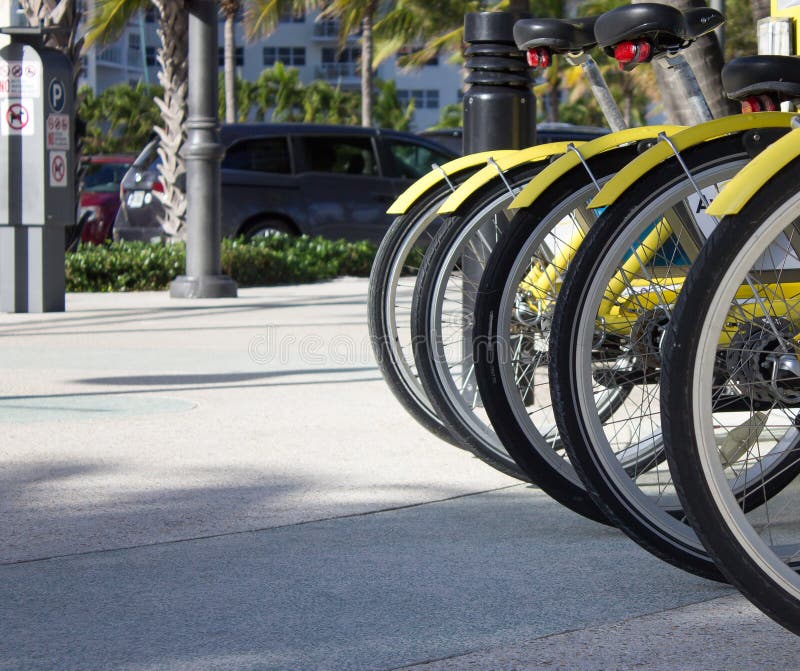 Yellow Bikes Ready for a Ride Stock Photo - Image of wheels, ride: 84946406