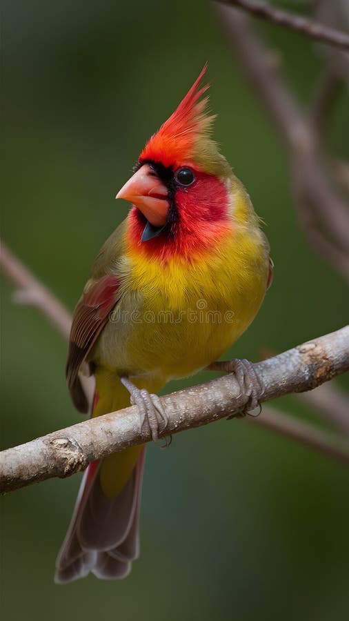 Yellow Billed Cardinal Turns Head while Perched on Branch Stock ...