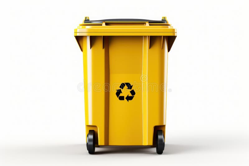 Yellow Bin Isolated on White Background. Generative AI Stock ...