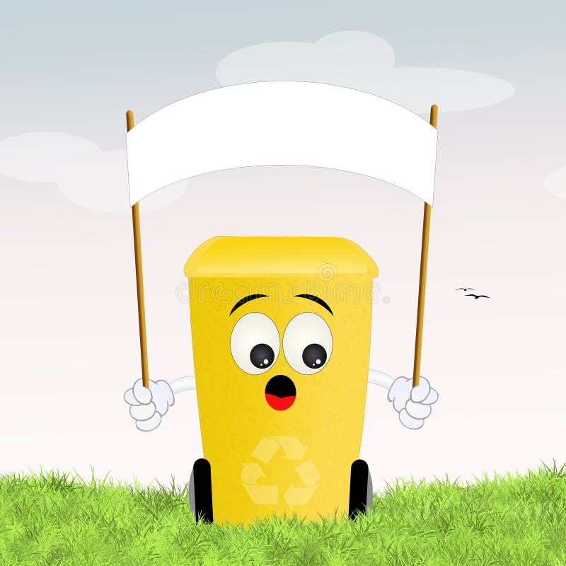 Funny yellow garbage bin stock illustration. Illustration of future ...