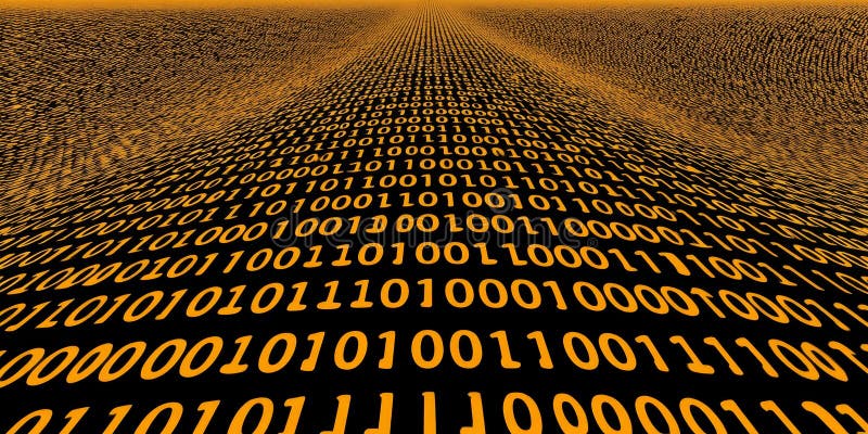 Yellow Binary Code Data Flow a Digital Information Technology Background Banner with Perspective ...