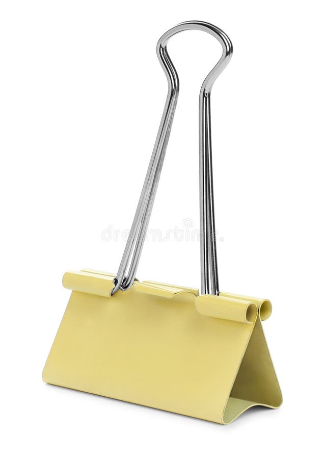 Yellow Binder Clip Isolated on White. Stationery Item Stock Photo ...