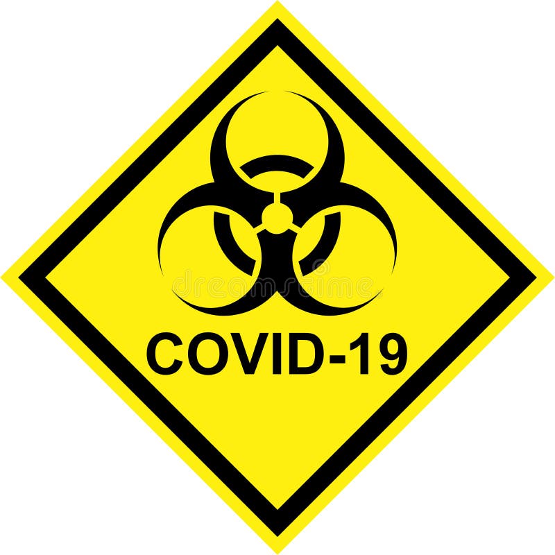 Yellow Biohazard Sign with COVID-19 Text Stock Illustration ...