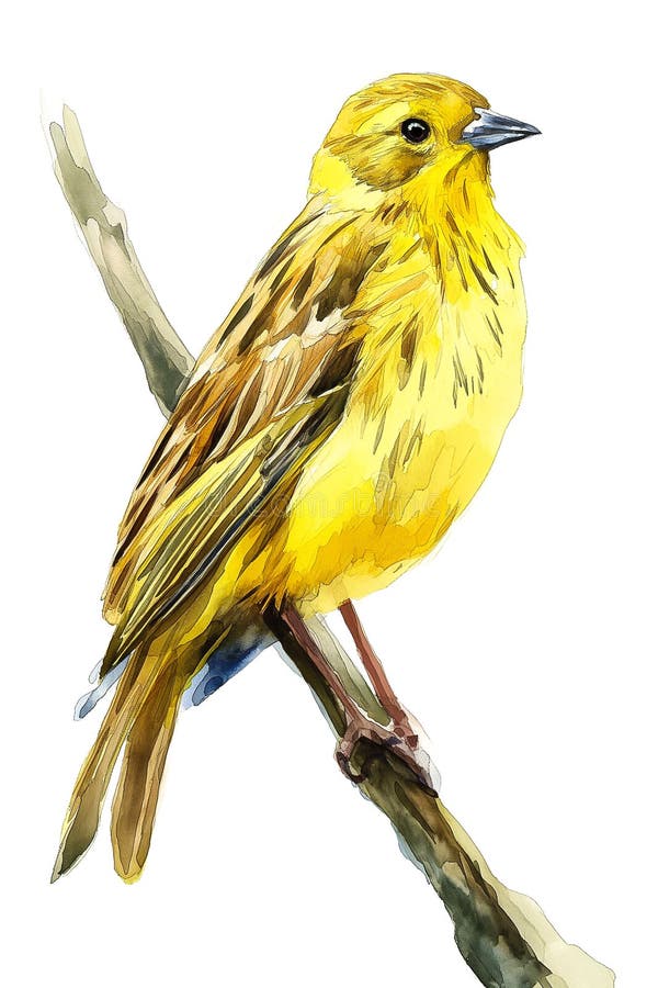 Yellow Bird Sitting on a Branch of a Tree Stock Illustration ...