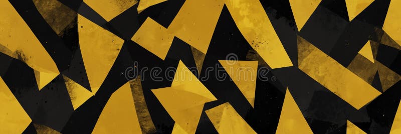 Yellow and Black Abstract Background with Random Geometric Triangle Ai ...