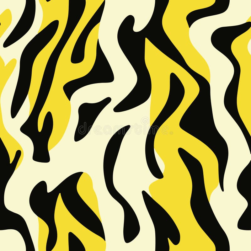 A Yellow and Black Animal Print Seamless Pattern. Vector Stock Vector ...
