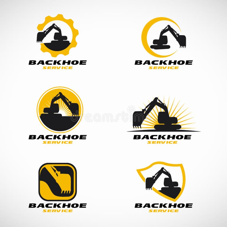 Yellow and Black Backhoe Logo Vector Set Design Stock Vector ...