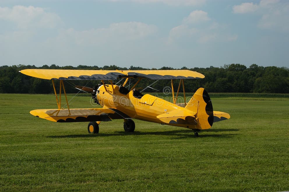 Yellow & Black Biplane stock image. Image of trainer - 36443
