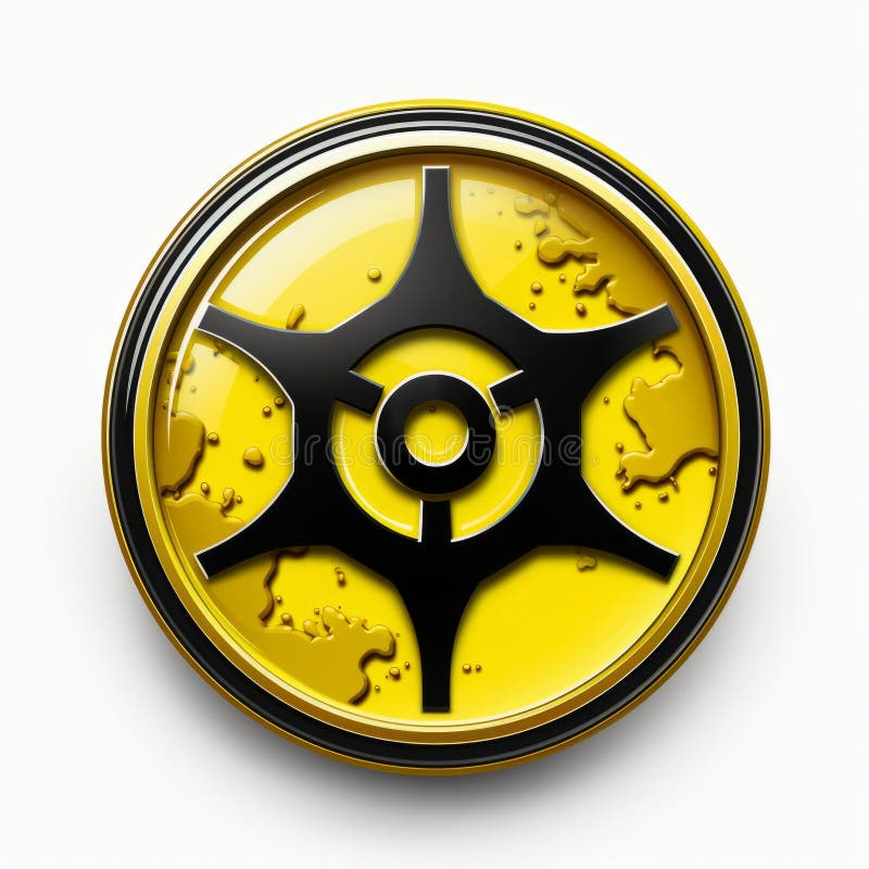 A Yellow and Black Button with a Black Star on it Stock Illustration ...
