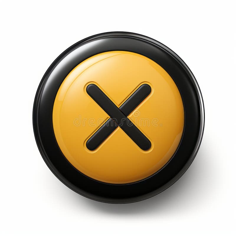A Yellow and Black Button with an X Symbol on it Stock Illustration ...