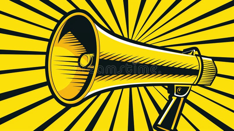 A Yellow and Black Cartoonish Megaphone with a Red Button on the Side ...