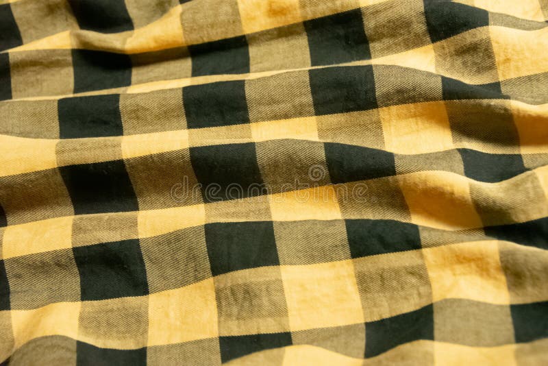 Yellow and Black Checkered Fabric Stock Photo - Image of square, casual ...