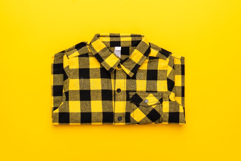 Yellow and Black Checkered Shirt on the Yellow Background. Centre ...