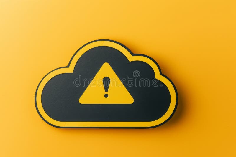 Yellow and Black Cloud Icon with Exclamation Point on Yellow Background ...