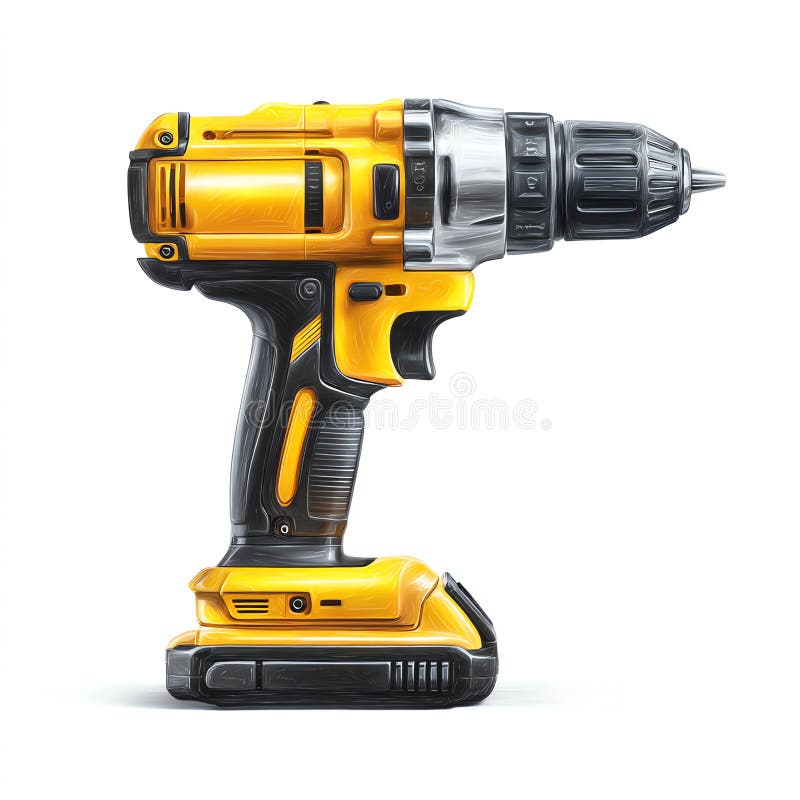 Yellow and Black Cordless Drill Tool Hardware Equipment Stock ...