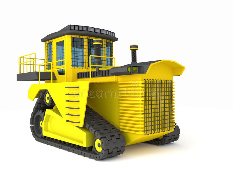 Yellow Black Crawler Tractor 3d Illustration, 3d Render Stock ...