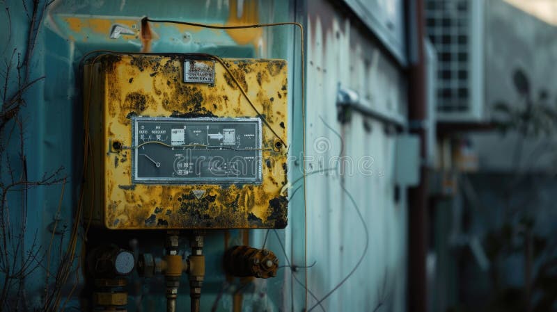 A Yellow and Black Electrical Box Mounted on a Wall. Suitable for ...