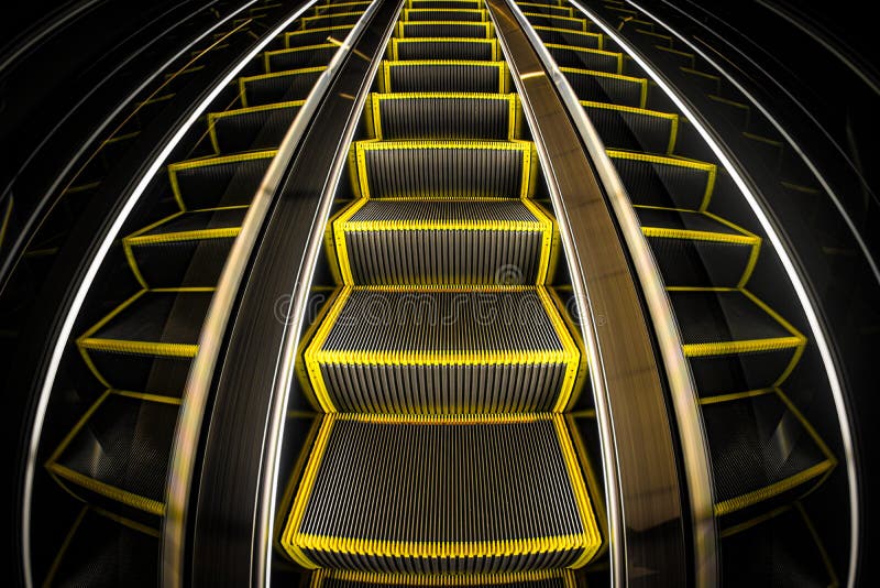 Yellow and Black of the Escalator Stock Photo - Image of vehicle ...