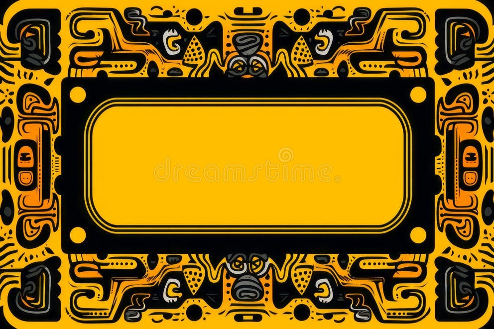 A Yellow and Black Frame with an Ornate Design Stock Illustration ...