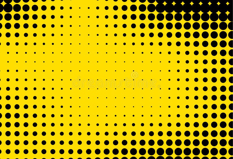 Yellow and Black Halftone Panel. Bright Dotted Pattern. Background with ...