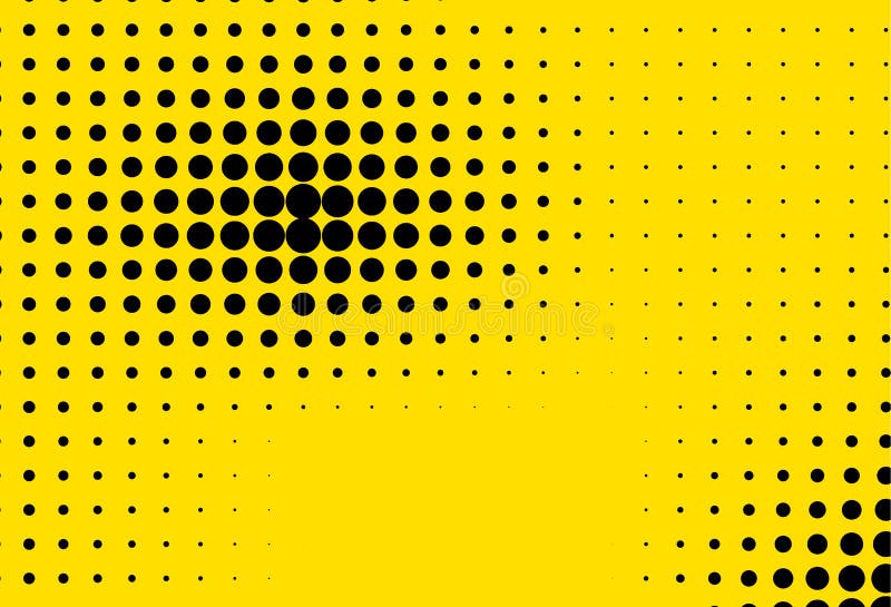 Yellow and Black Halftone Panel. Bright Dotted Pattern. Background with ...