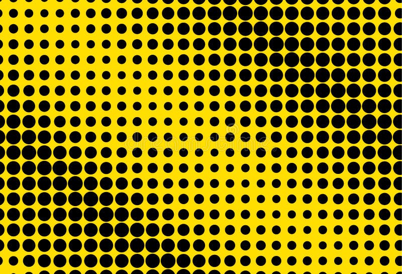Yellow and Black Halftone Panel. Bright Dotted Pattern. Background with ...