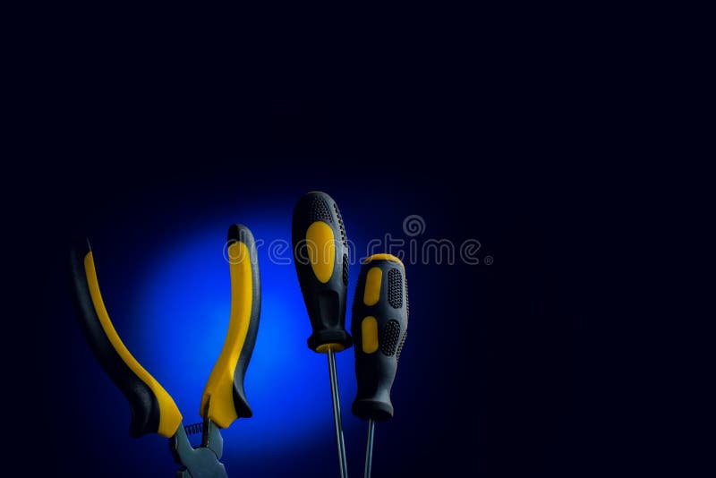 Yellow-black Handles of the Tools Stock Photo - Image of home ...