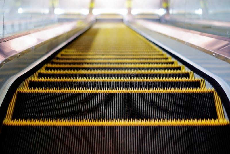 Escalator View from Side with Tiled Wall Stock Photo - Image of black ...