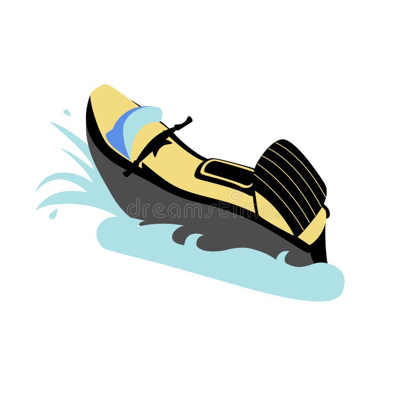 Yellow and Black Jet Ski in Cartoon Style. Vector Stock Vector ...