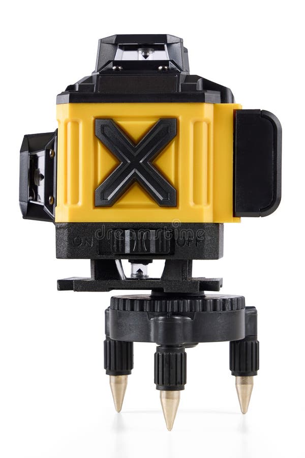 Yellow and Black Laser Level Mounted on Tripod on White Background ...