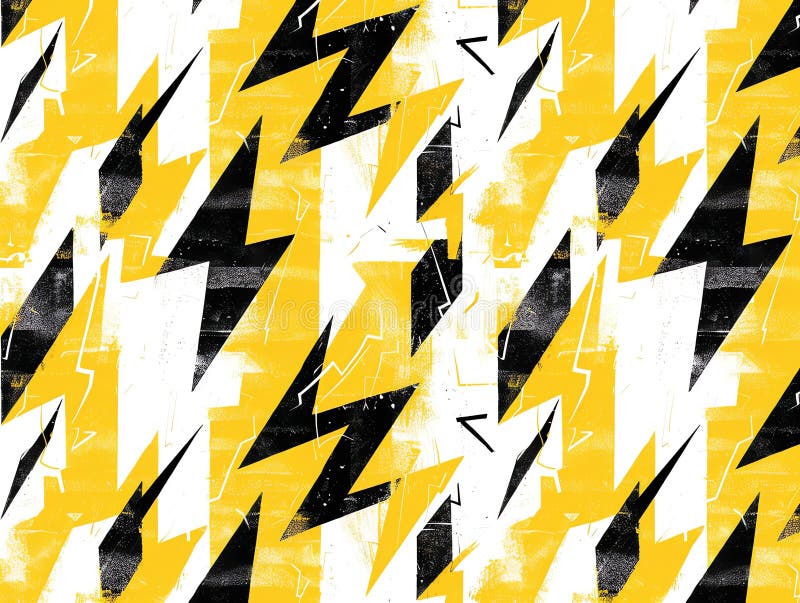 Yellow and Black Lightning Bolt Pattern on White Background Stock Photo ...