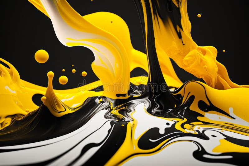 Yellow Liquid Splashing Down the Side of Yellow Wall with Black Spots ...