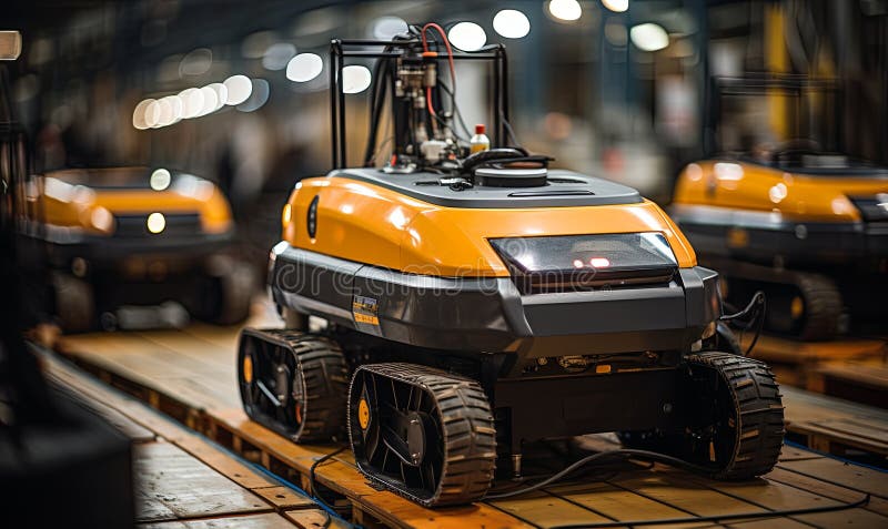Yellow and Black Machine on Conveyor Belt Stock Image - Image of ...