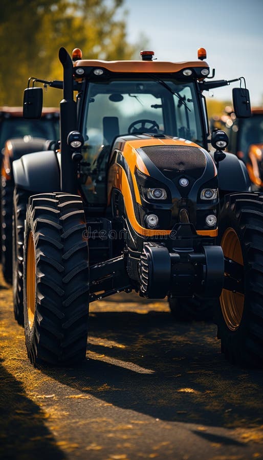 A Yellow and Black Machines at Rest in a Vast Field, Construction ...