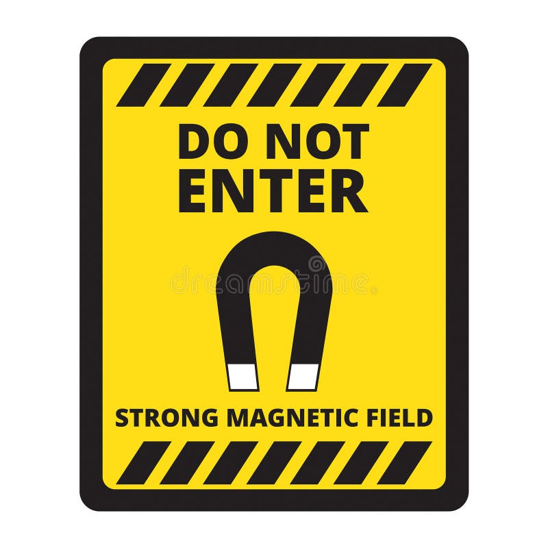 Yellow and Black Magnetic Field Warning Sign on a White Background ...